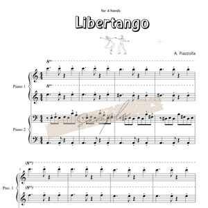 Libertango for 4 Hands Piano Great for Learning Piano With Friend or a ...