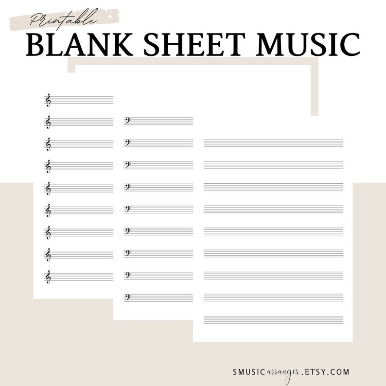 Printable Sheet Music. Treble Clef. Bass Clef. Blank Clef. 3 - Etsy