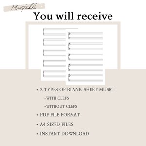 Printable Sheet Music. Grand Staff Blank Sheet Music. 2 in 1 - Etsy