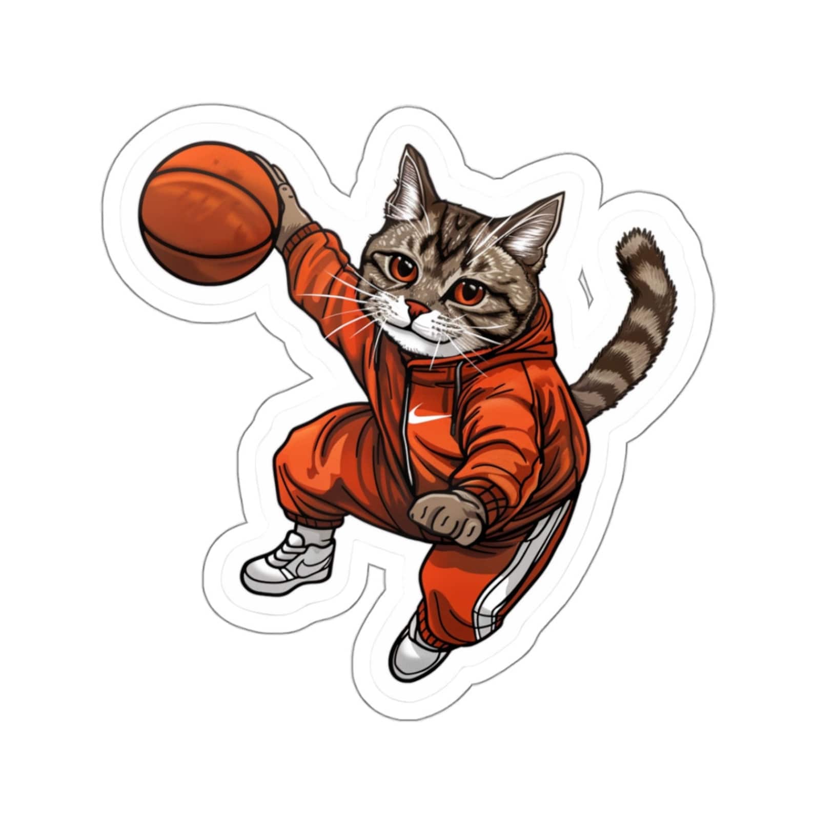 Cat Nike and Basketball Sticker - Etsy