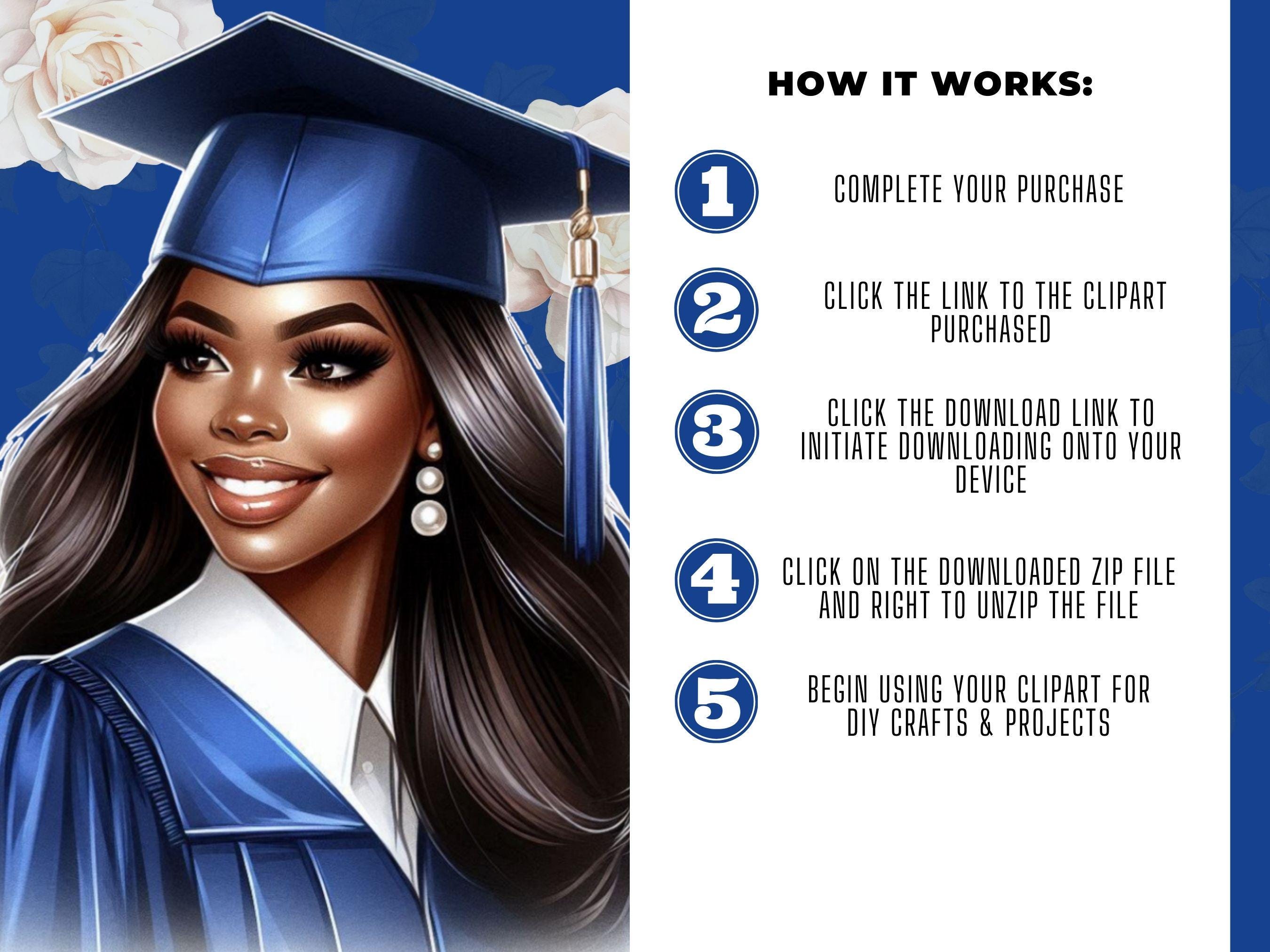 Sorority Clipart | Blue and White | Grad Clipart | Graduate Clipart ...