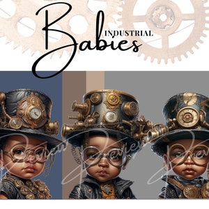 Steampunk Art- 8 Steampunk Clipart PNGS, Steampunk Babies, Black Babies ...