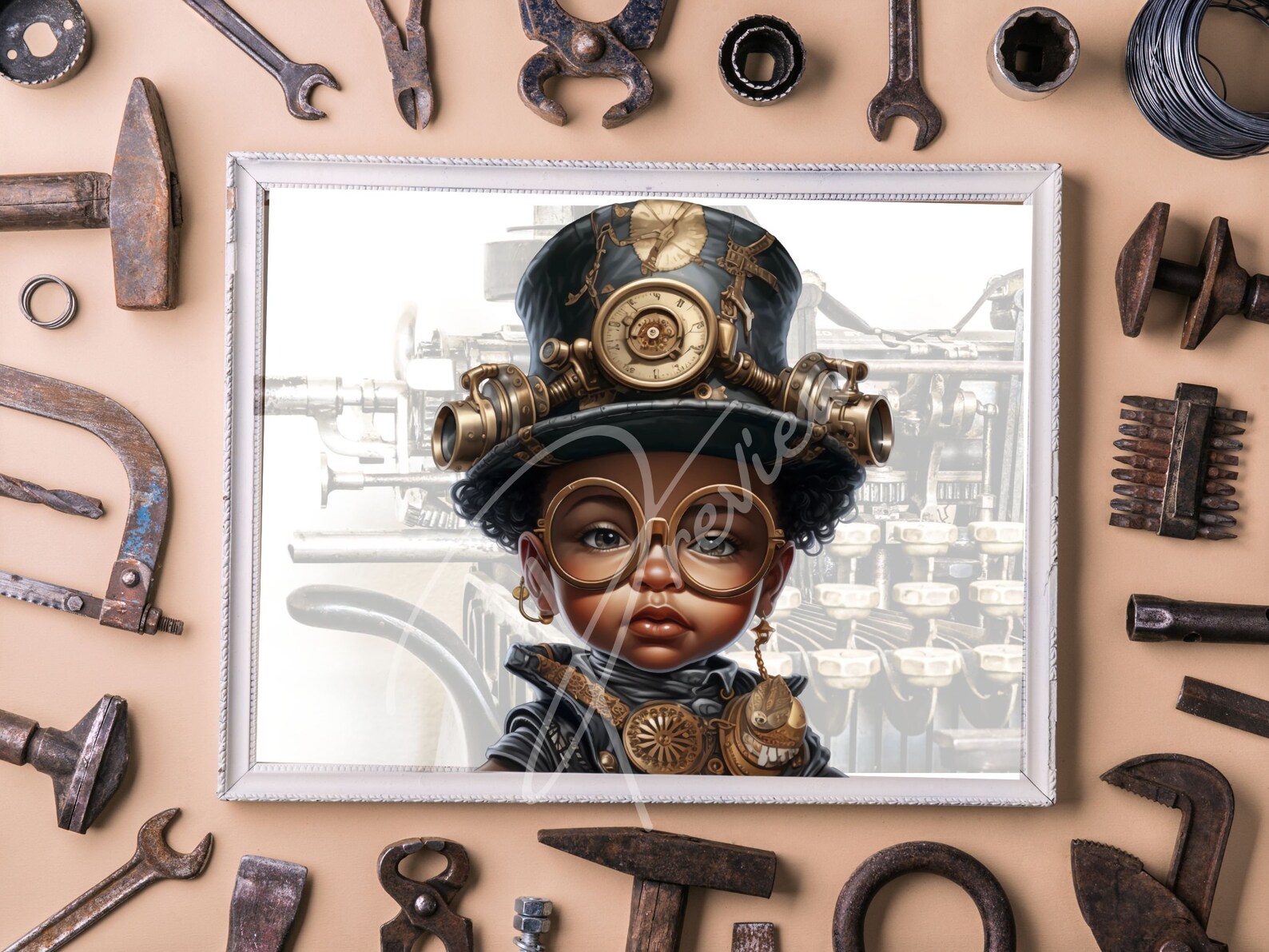 Steampunk Art- 8 Steampunk Clipart PNGS, Steampunk Babies, Black Babies ...