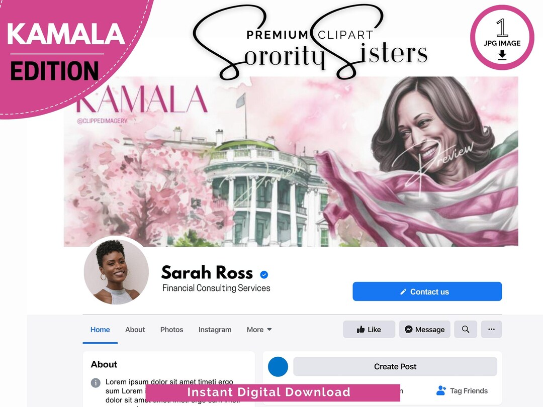 Facebook Cover Kamala Harris Facebook Banner Sorority Facebook Cover ...