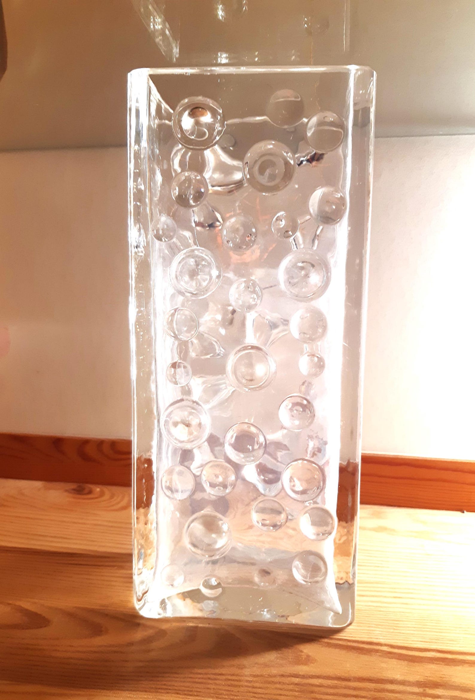 Rectangular Bubble Glass Vase by WMF Glas in Clear Color, Circa 1970s ...