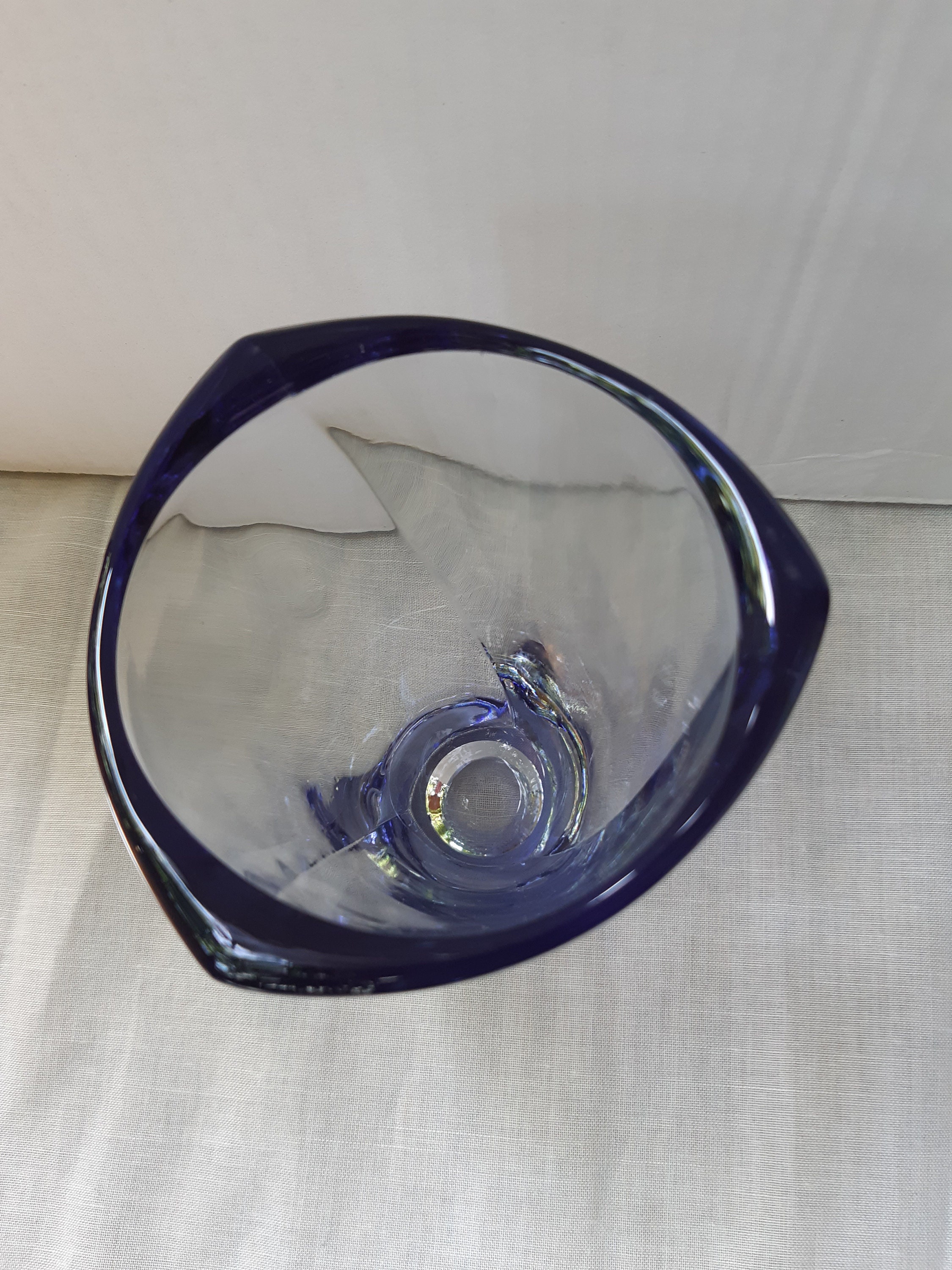 Modern Czech Pressed Azure Blue Glass Vase Sklo Union Designed - Etsy