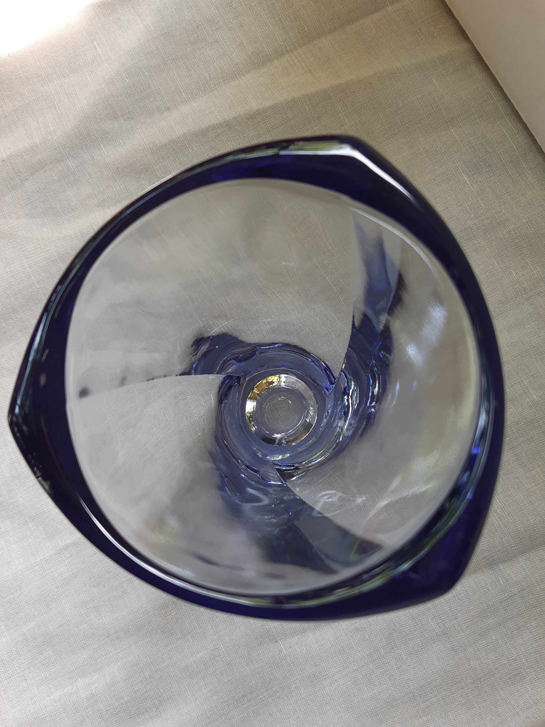 Modern Czech Pressed Azure Blue Glass Vase Sklo Union Designed - Etsy