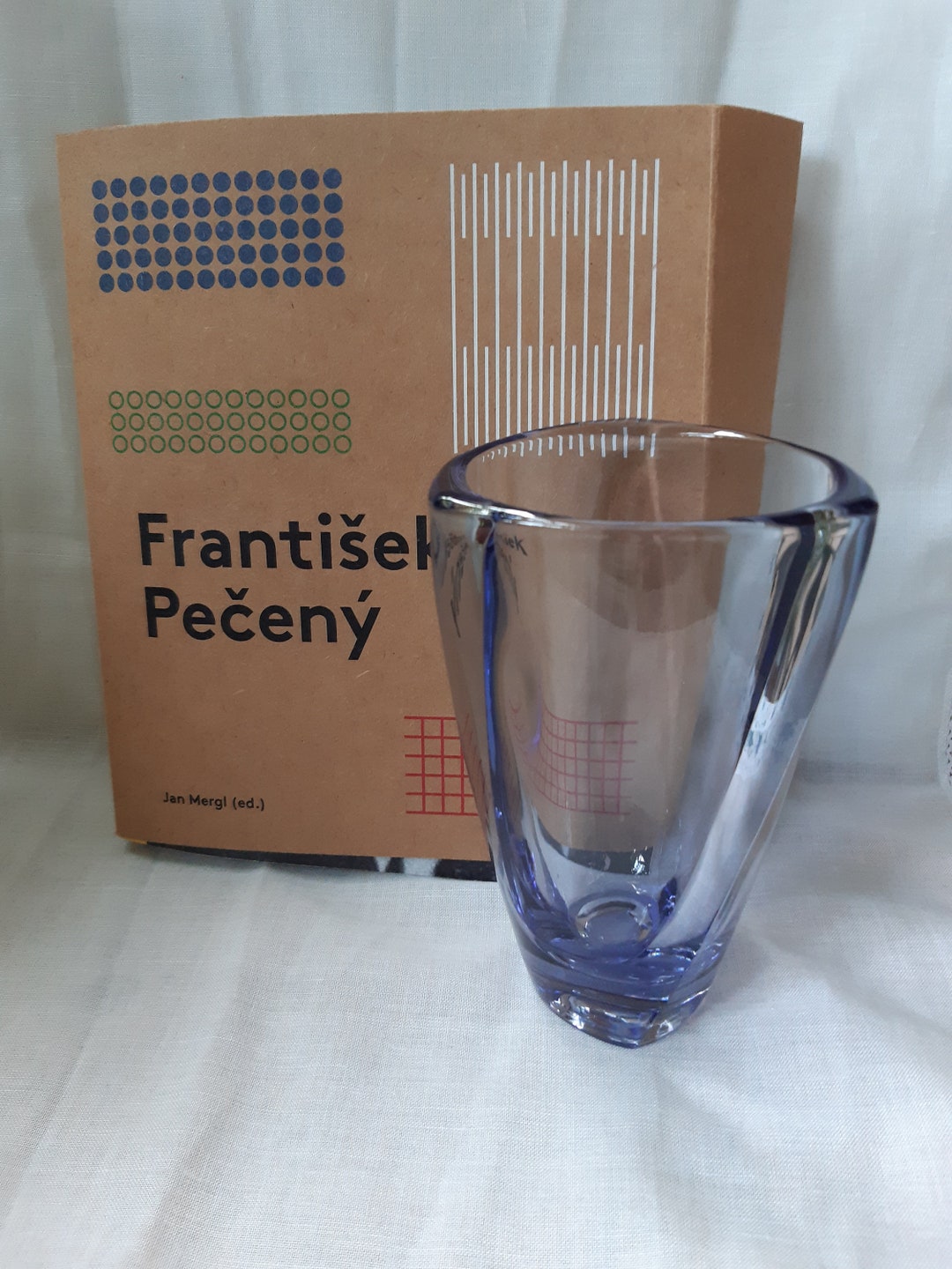 Modern Czech Pressed Azure Blue Glass Vase Sklo Union Designed by ...