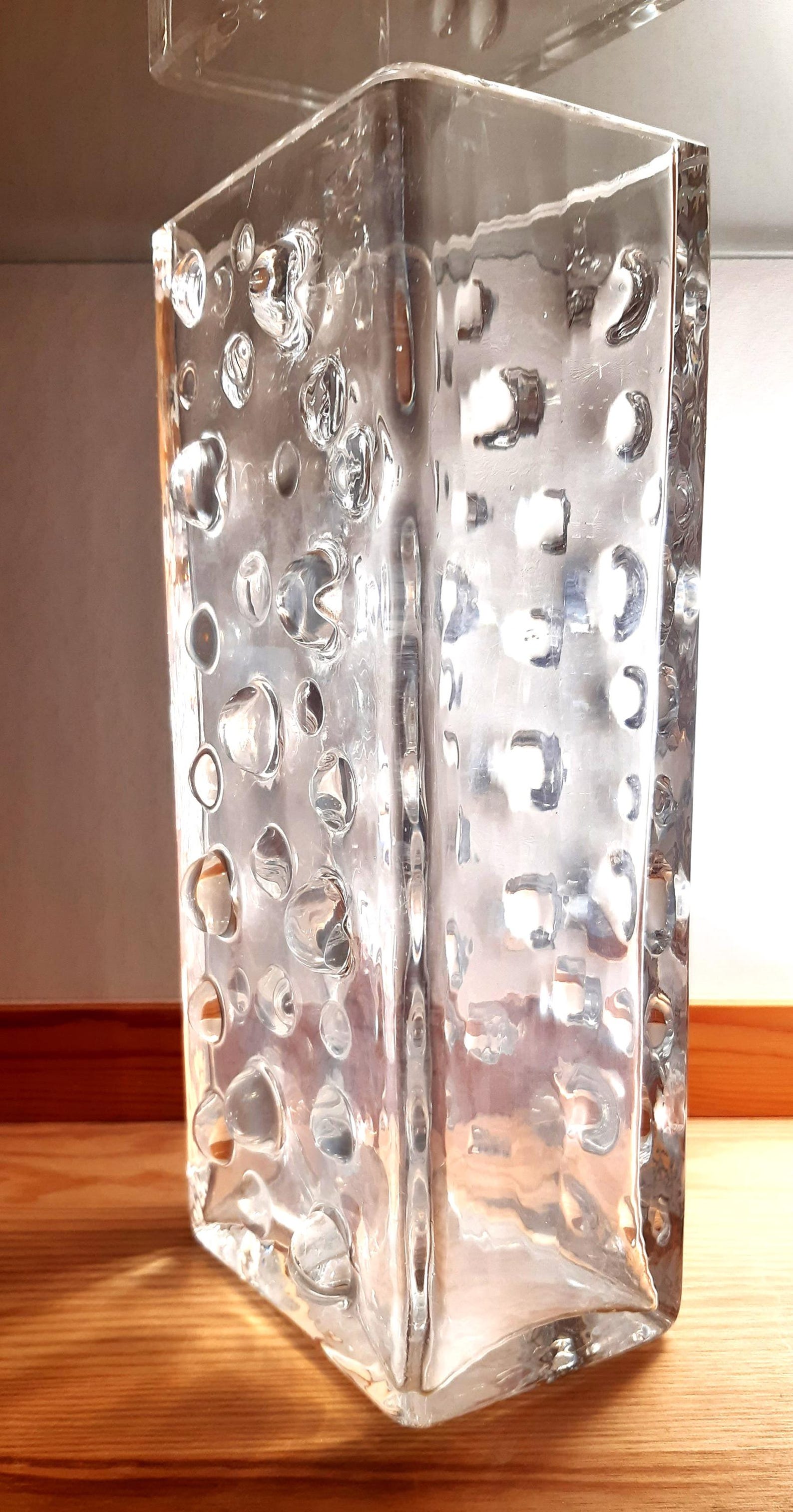 Rectangular Bubble Glass Vase by WMF Glas in Clear Color, Circa 1970s ...