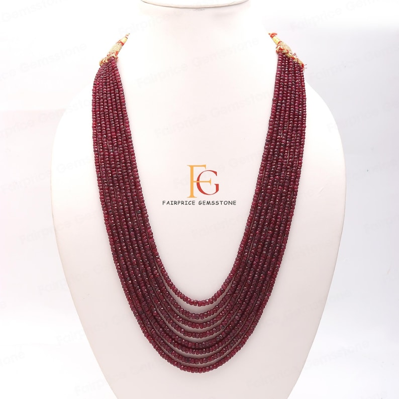 AAA+ Natural Ruby Necklace, Ruby Corundum Necklace, Red Ruby Beads ...