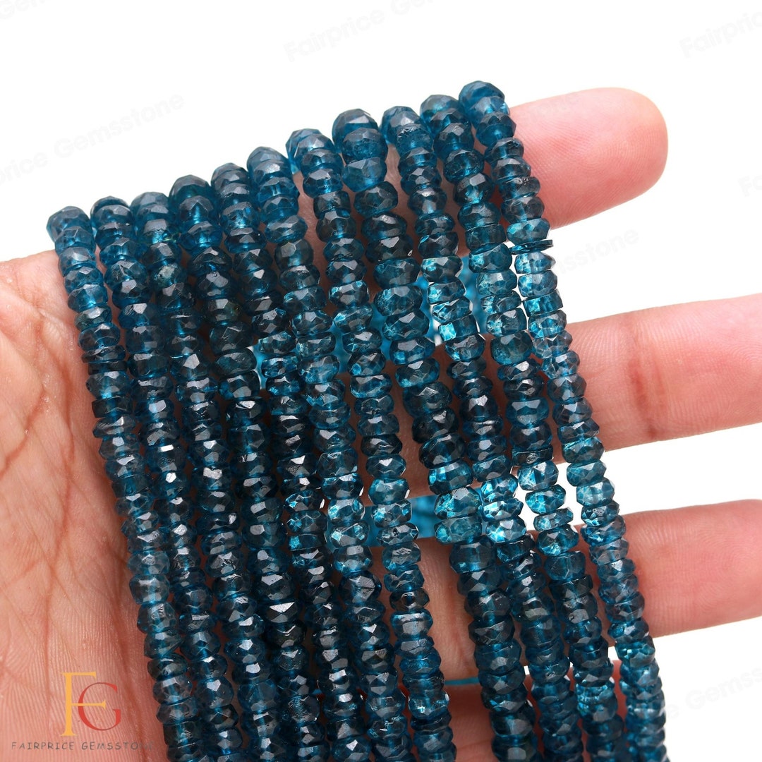 AAA+ Natural London Blue Topaz Faceted Rondelle Beads, London Blue ...