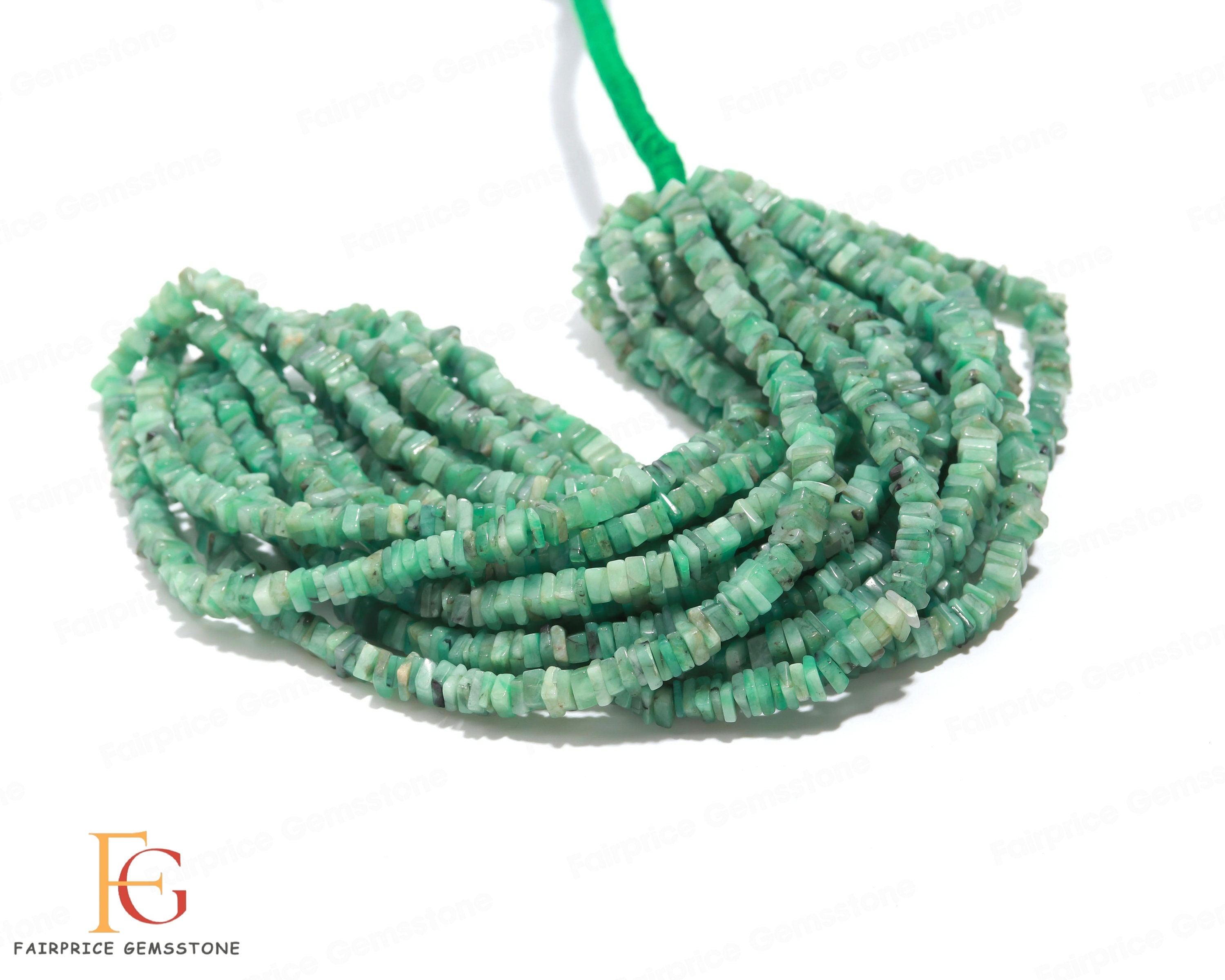 AAA Natural Emerald Heishi Square Gemstone Beads, Emerald Plain Beads ...