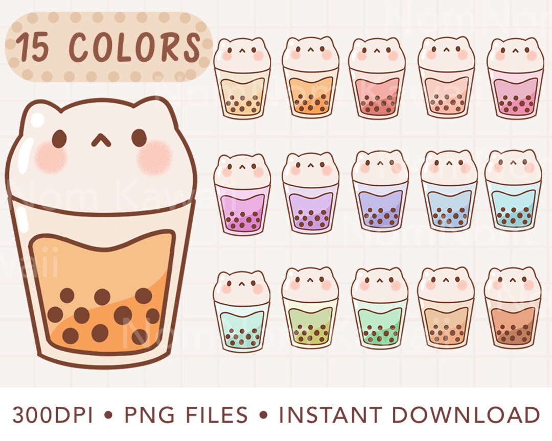 Cat Bubble Tea PNG Cat Boba Tea Clipart Kawaii Drink Kawaii Food ...