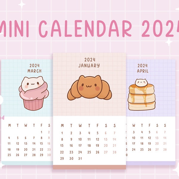 2024 Calendar Kawaii - Etsy