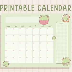 Calendar Frog Open Printable Calendar Cute Undated Calendar Cute Blank ...