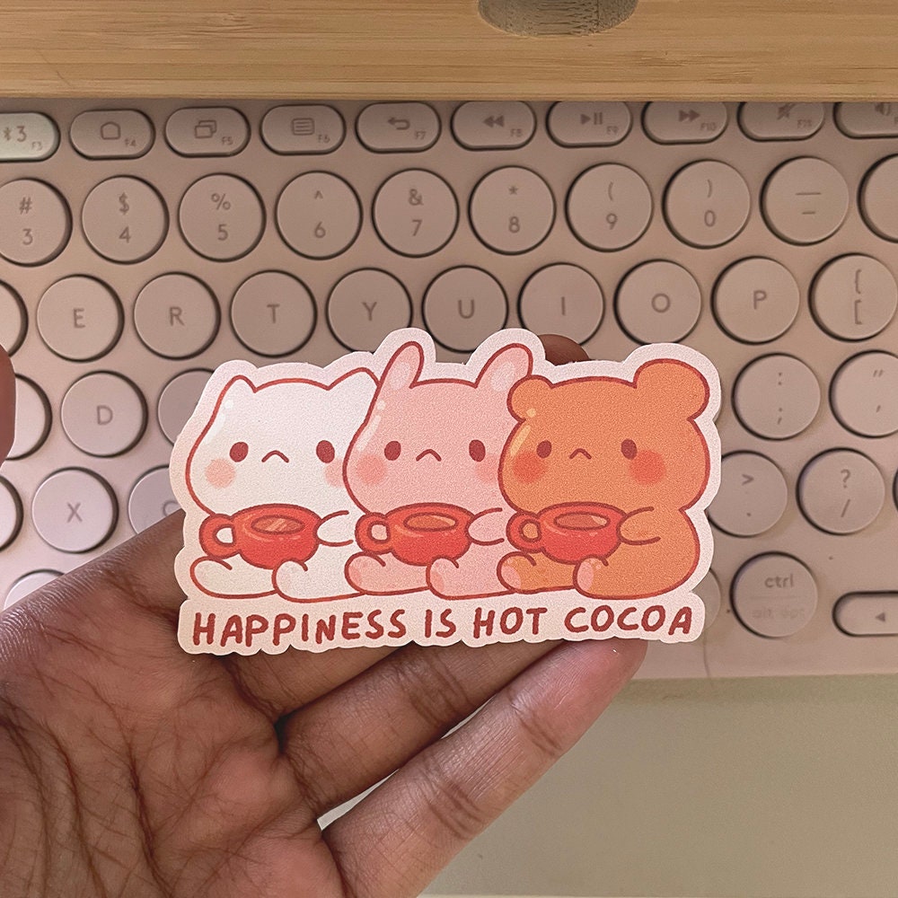 Hot Chocolate Sticker Cute Hot Cocoa Sticker Kawaii Animals Drinking ...
