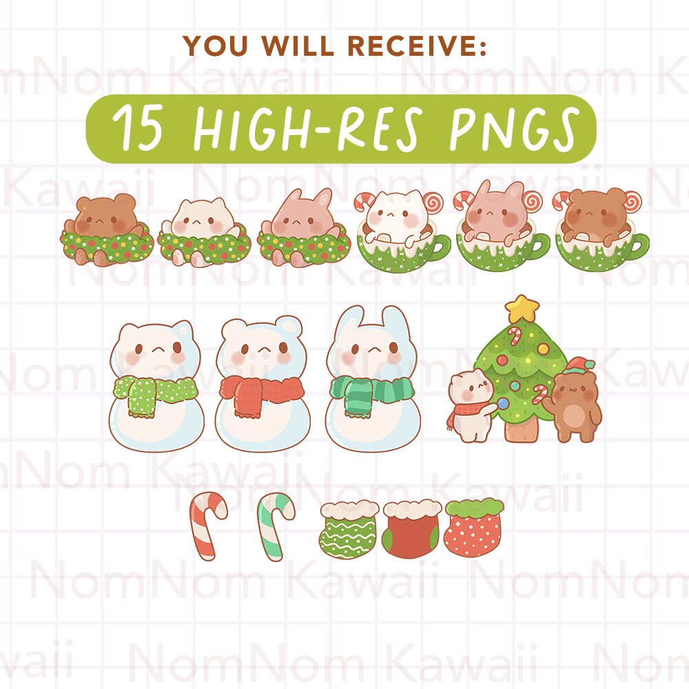 Kawaii Cat Christmas Clipart Cute Christmas Clipart Hot Chocolate ...