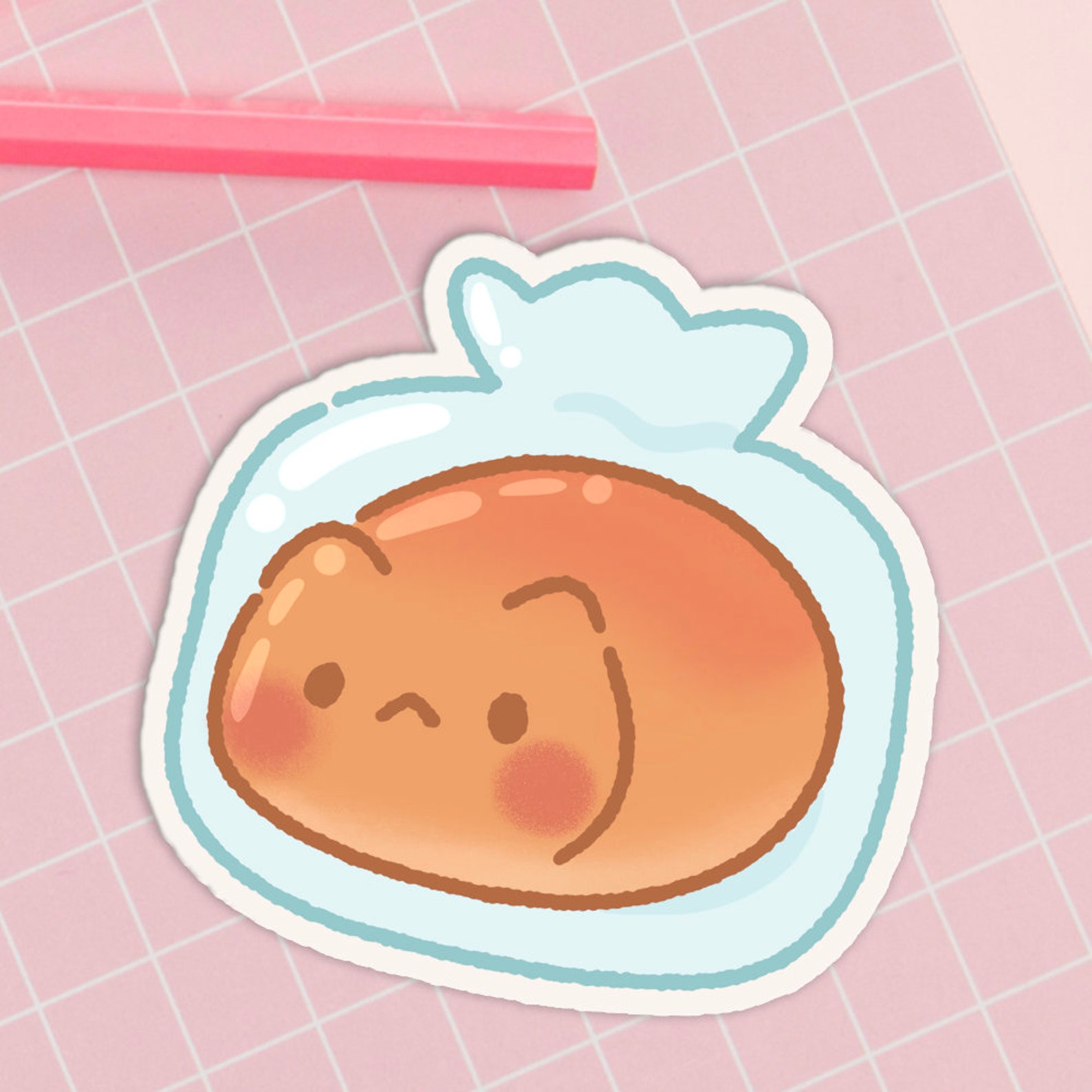 Cat Bread Sticker Kawaii Bakery Kawaii Cat Cute Breakfast Sticker ...