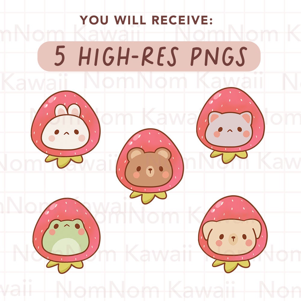 Strawberry Clipart PNG Kawaii Strawberry Clipart Cute Strawberry ...