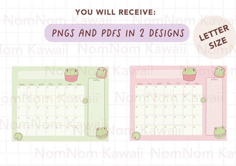 Calendar Frog Open Printable Calendar Cute Undated Calendar - Etsy