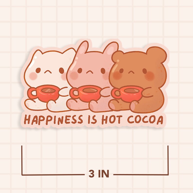 Hot Chocolate Sticker Cute Hot Cocoa Sticker Kawaii Animals Drinking ...