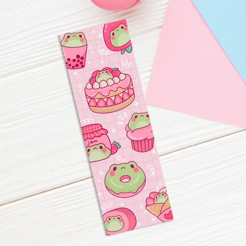 Kawaii Strawberry Frog Bookmark Pink Bookmark Frog Kawaii Bookmark Frog ...