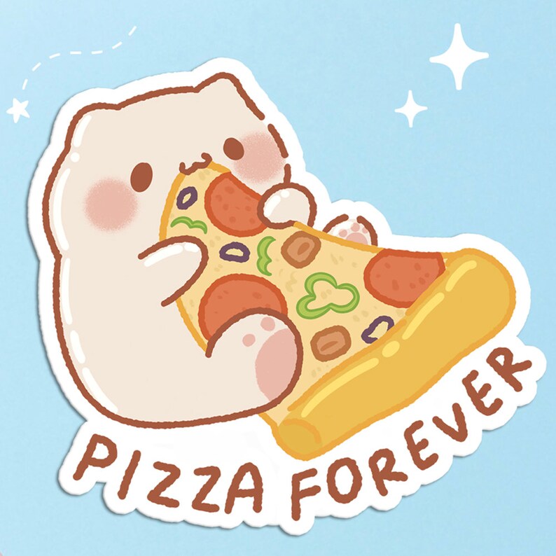 Pizza Sticker Cute Pizza Sticker Kawaii Vinyl Sticker Cute Vinyl ...