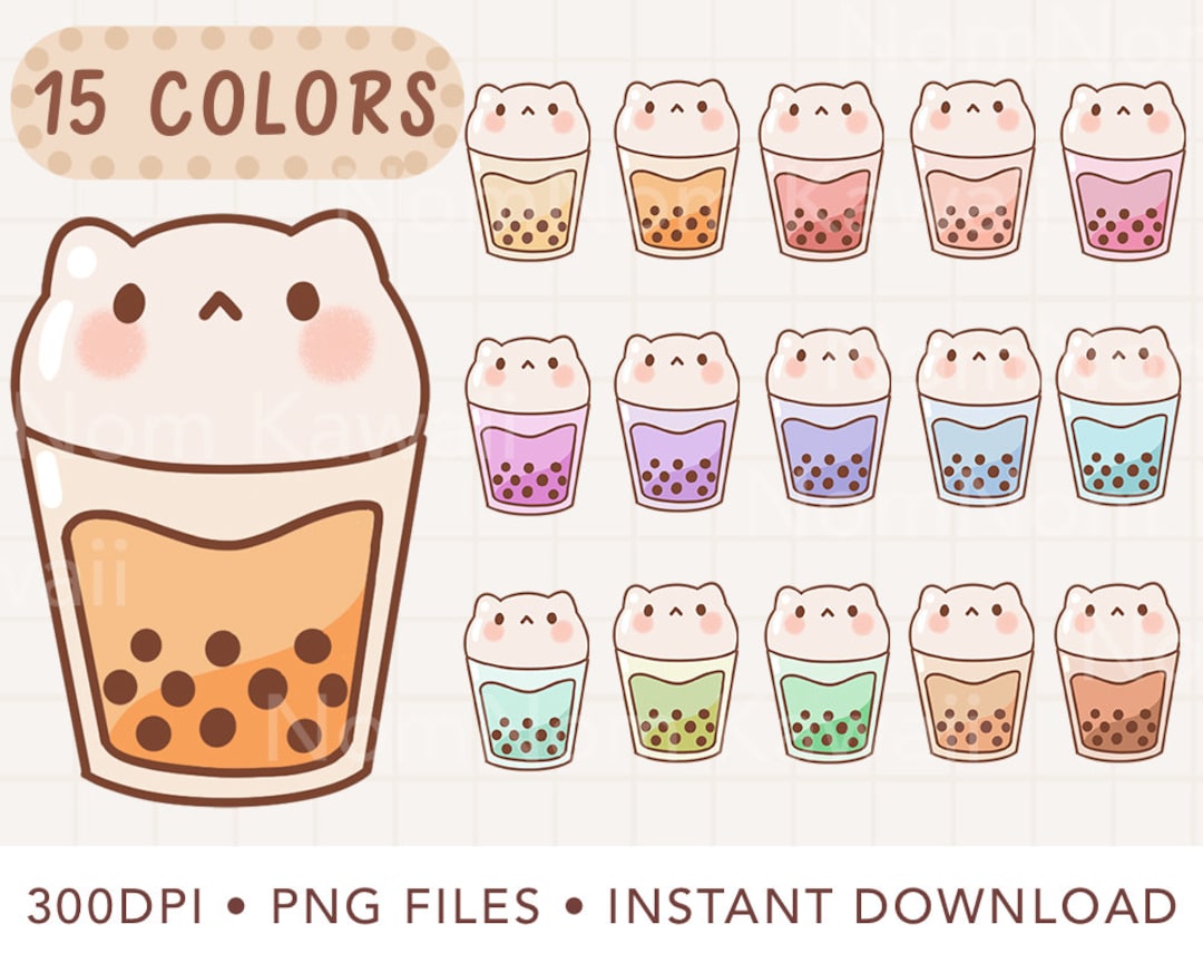 Cute Kawaii Boba Clipart Boba Tea Clipart Bubble Tea PNG - Etsy