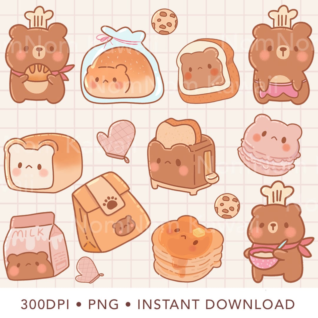 Sweet Bakery Clipart Kawaii Bear Food Clipart Bear Food PNG - Etsy