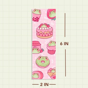 Kawaii Strawberry Frog Bookmark Pink Bookmark Frog Kawaii Bookmark Frog ...