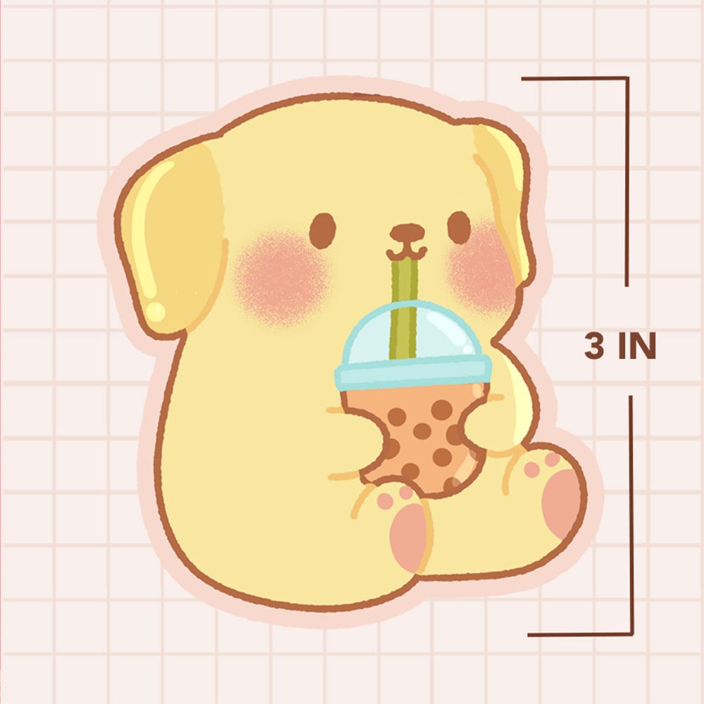 Boba Dog Sticker Boba Tea Sticker Cute Boba Sticker Kawaii Vinyl ...