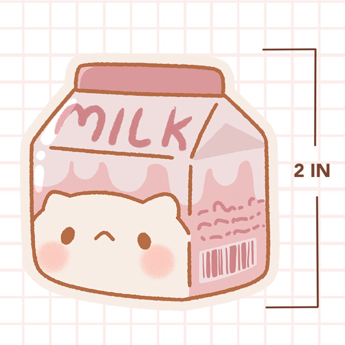 Strawberry Cat Sticker Kawaii Milk Sticker Cute Milk Carton Sticker ...