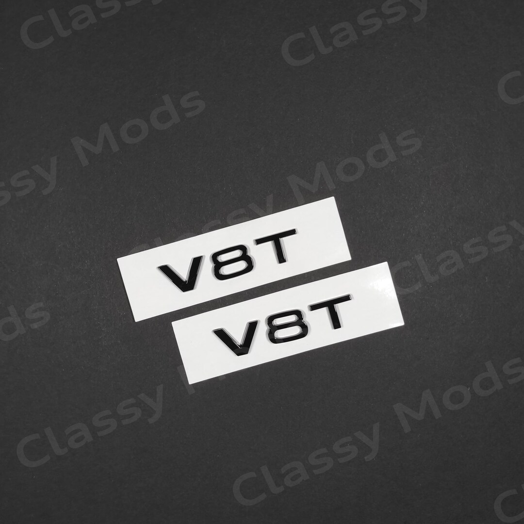 Audi V8T Gloss Black Side Fender Emblems Badge Letters - Etsy