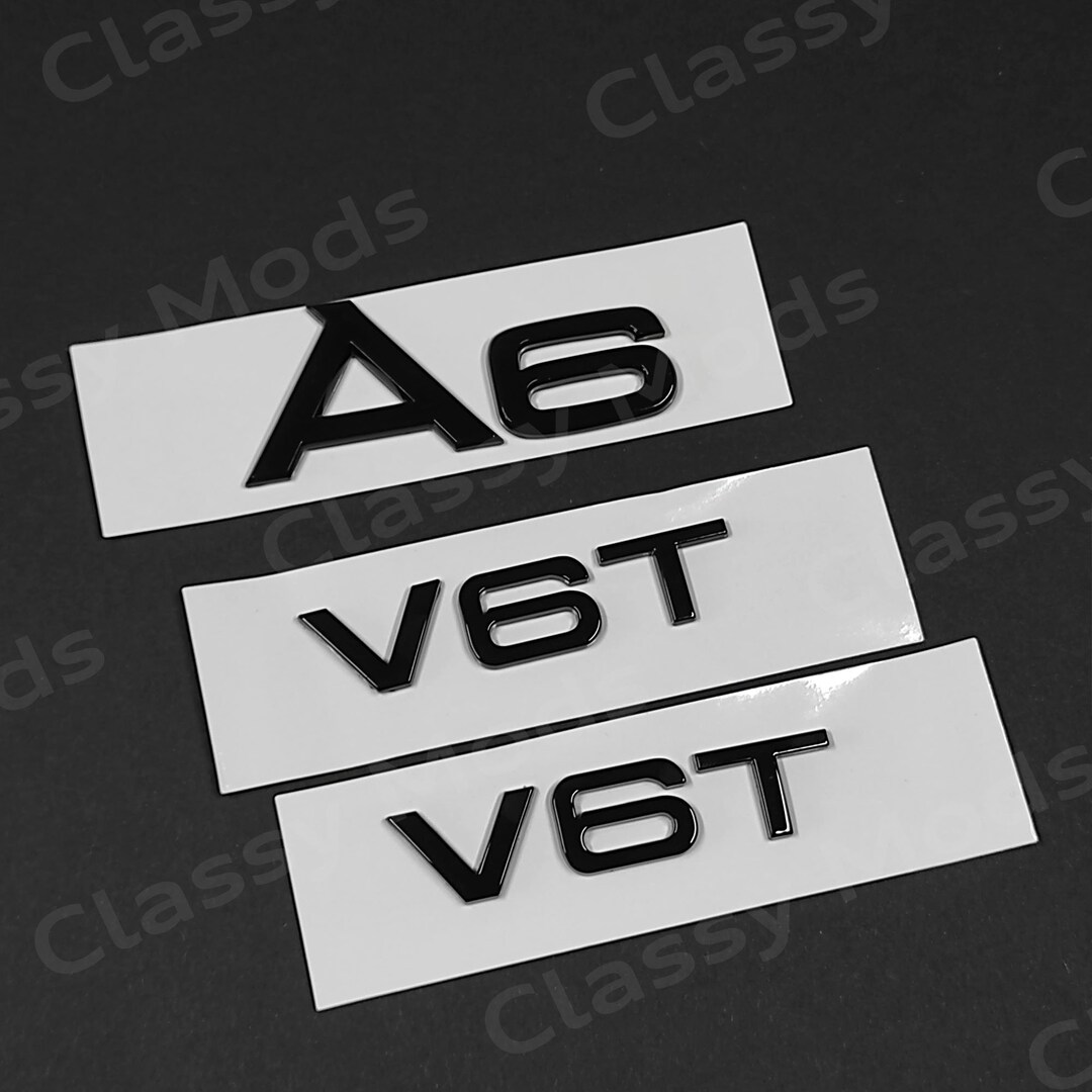 Audi A6 V6T Gloss Black Rear Badge Emblem Letters - Etsy