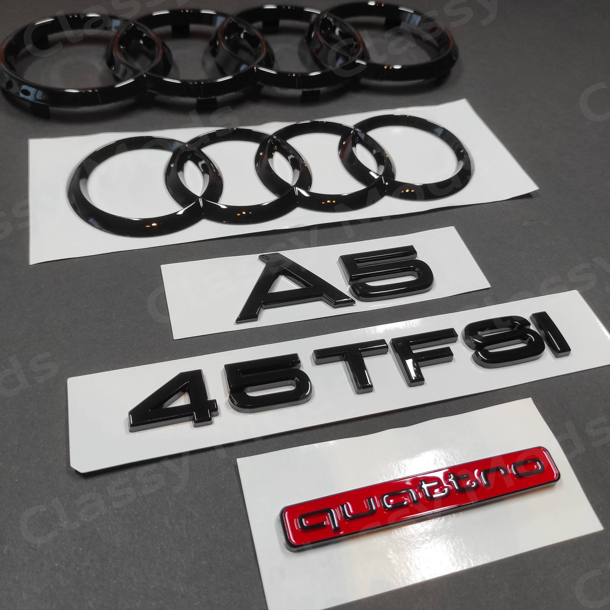 Audi A5 45TFSI Quattro COUPE Front & Rear Rings Emblem Badge - Etsy