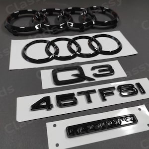Audi Q3 45TFSI Quattro S-line 2018+ Front & Rear Rings Emblem Badge SET ...