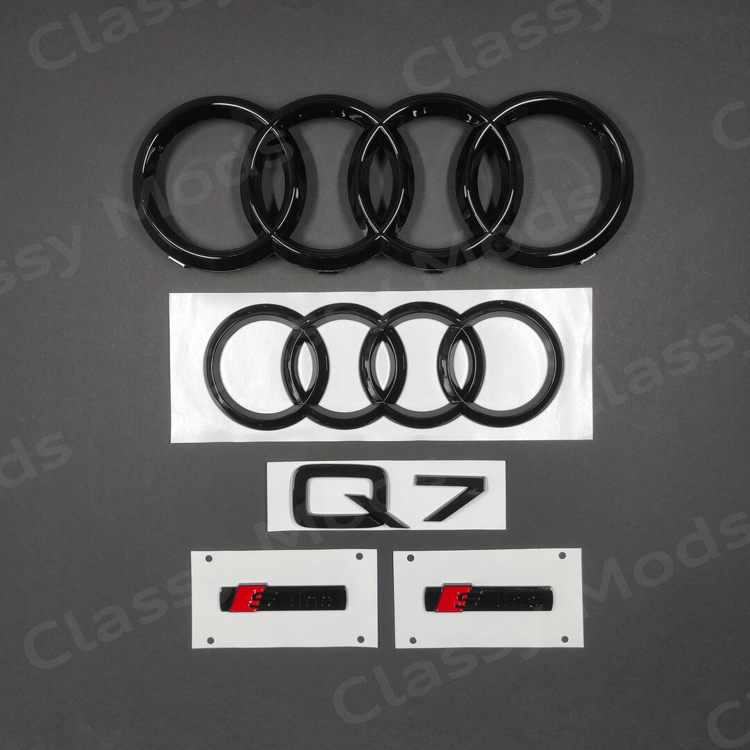 Audi Q7 S-line 2010-2015 Front & Rear Rings Emblem Badge SET Gloss ...