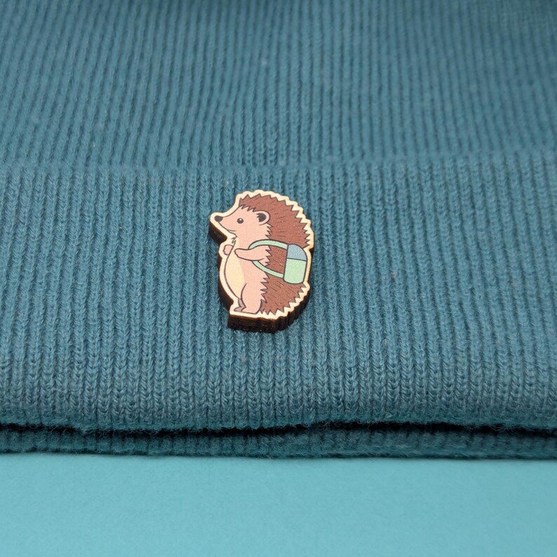 Hedgehog Wooden Pin | Animal Brooch, Eco Friendly Badge, Wildlife Gift ...