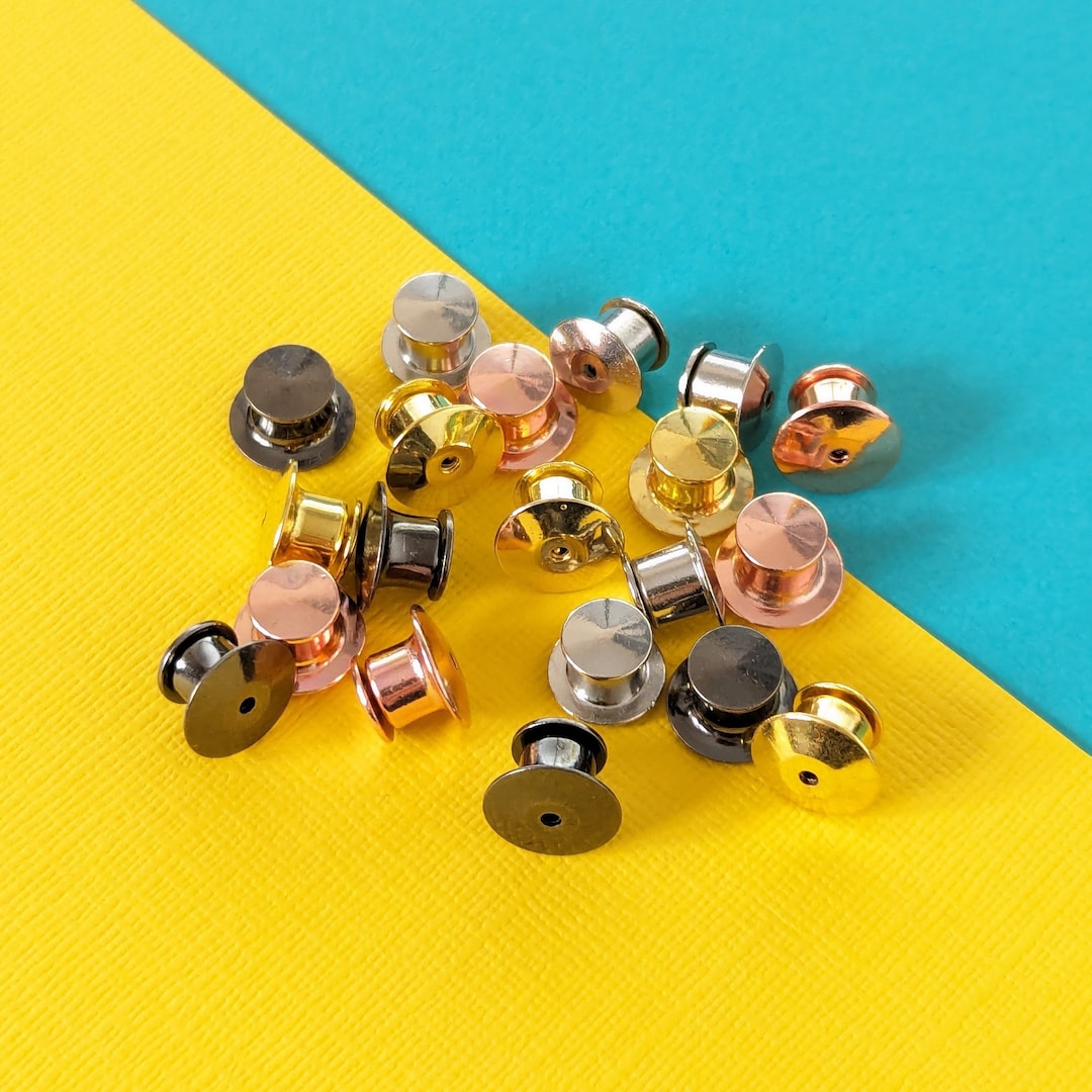 5 Pack Locking Pin Badge Backs, Pin Back With Locking Mechanism, Pin ...