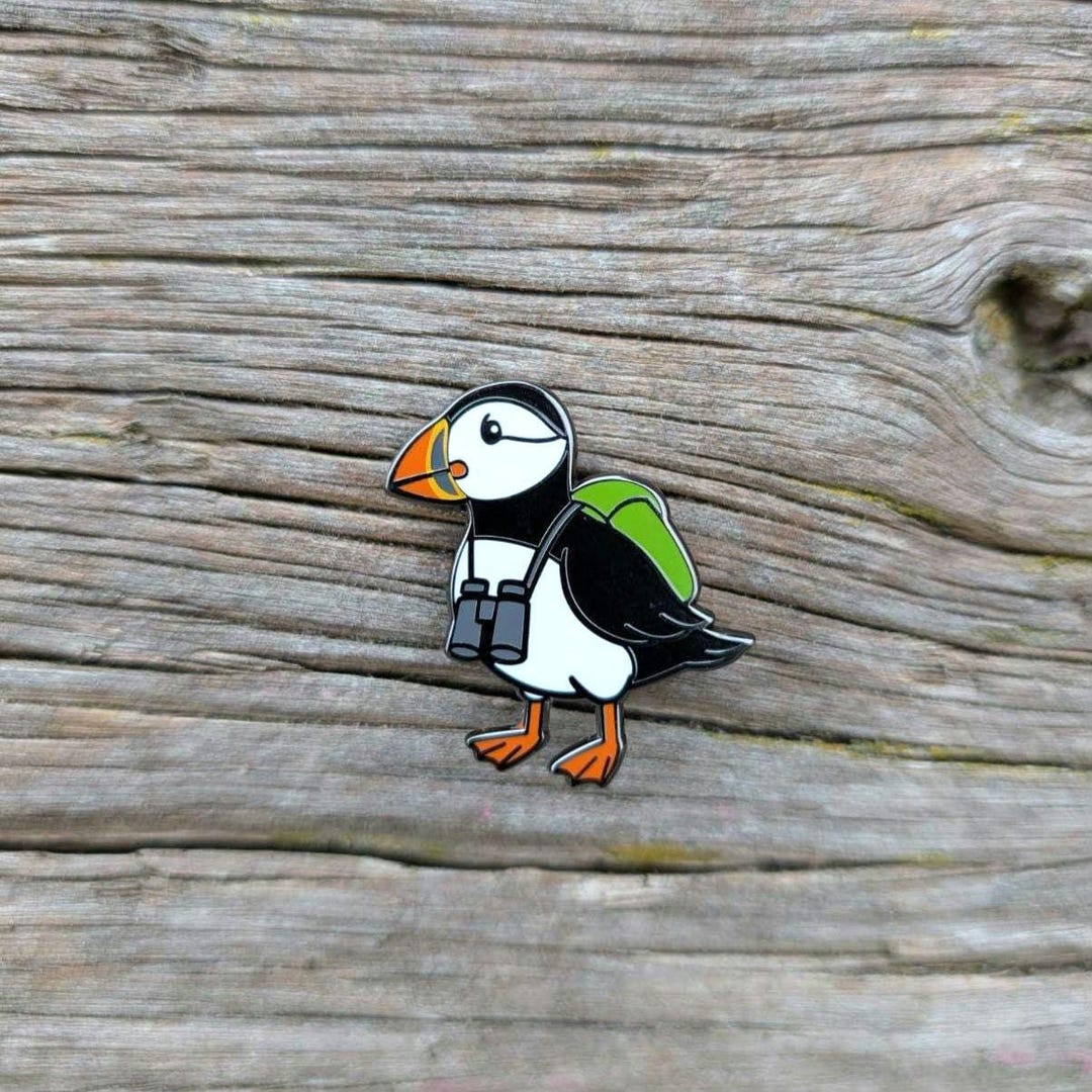 Puffin Enamel Pin: Atlantic Puffin Badge, Birdwatcher Gift, Coastal ...