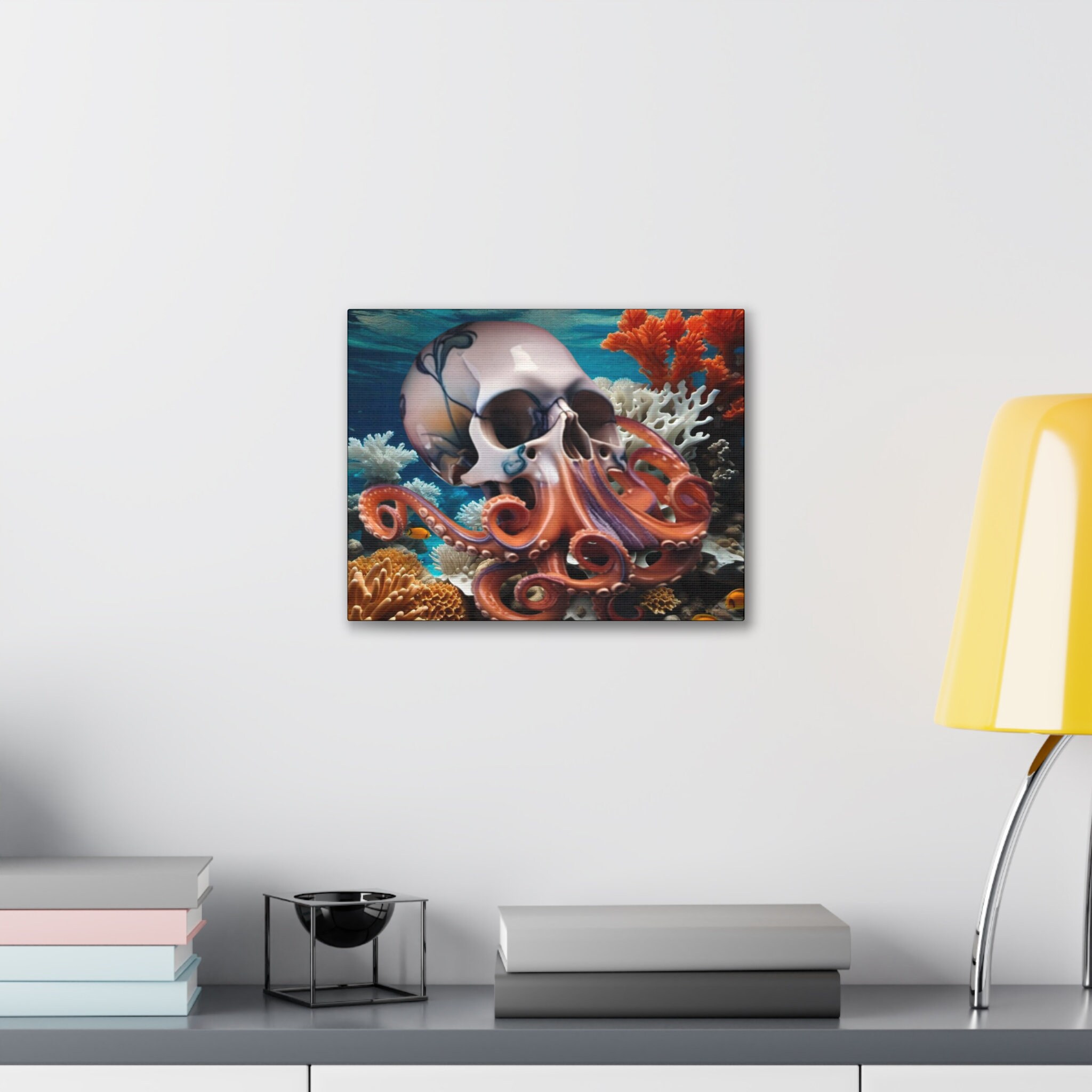 Human Skull, Octopus, Tentacles, Two Gaflprint,, Canvas Gallery Wraps ...