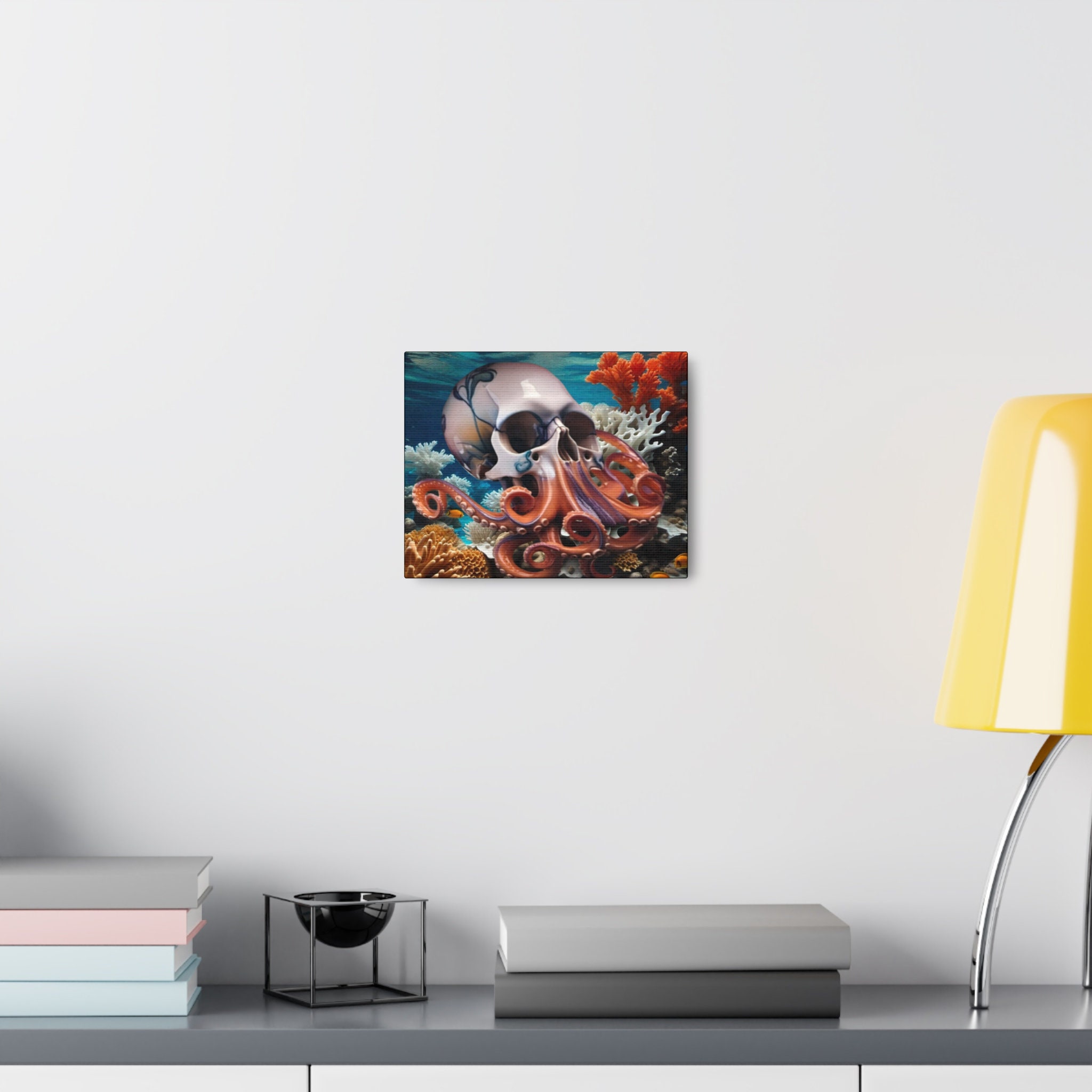 Human Skull, Octopus, Tentacles, Two Gaflprint,, Canvas Gallery Wraps ...