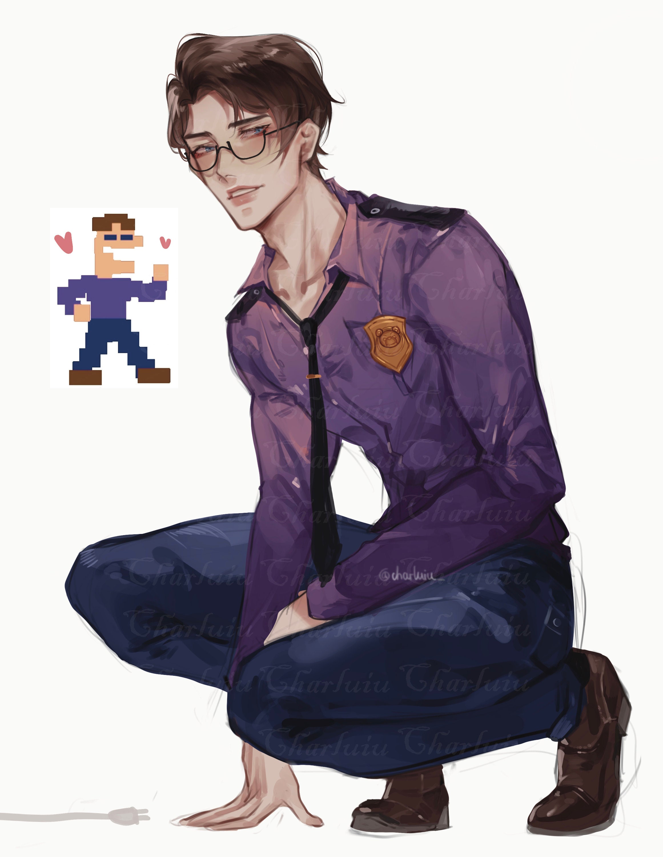 Glasses Michael Afton FNAF ART PRINT - Etsy