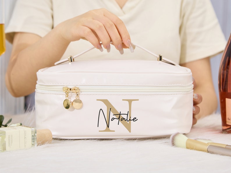 Custom Leather Cosmetic Bag Personalized Makeup Storage - Etsy