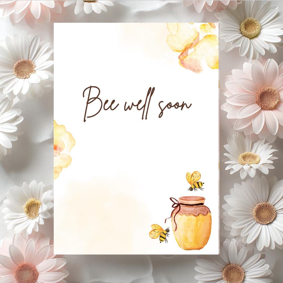 Printable Card Bee Well Soon / Instant Download Pdf / Card Template - Etsy