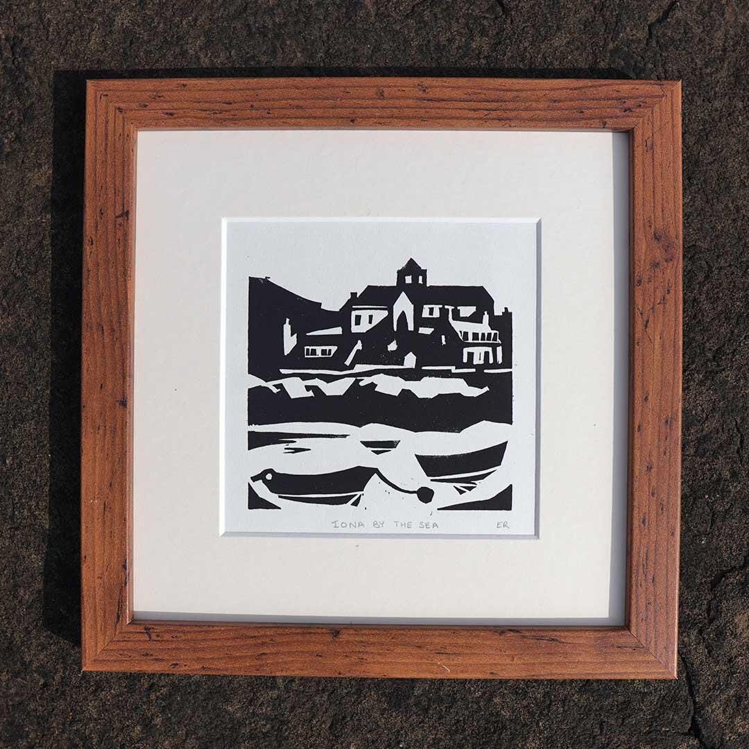 Iona by the Sea - Scottish Linocut Print - Isle of Iona, Mull - Etsy