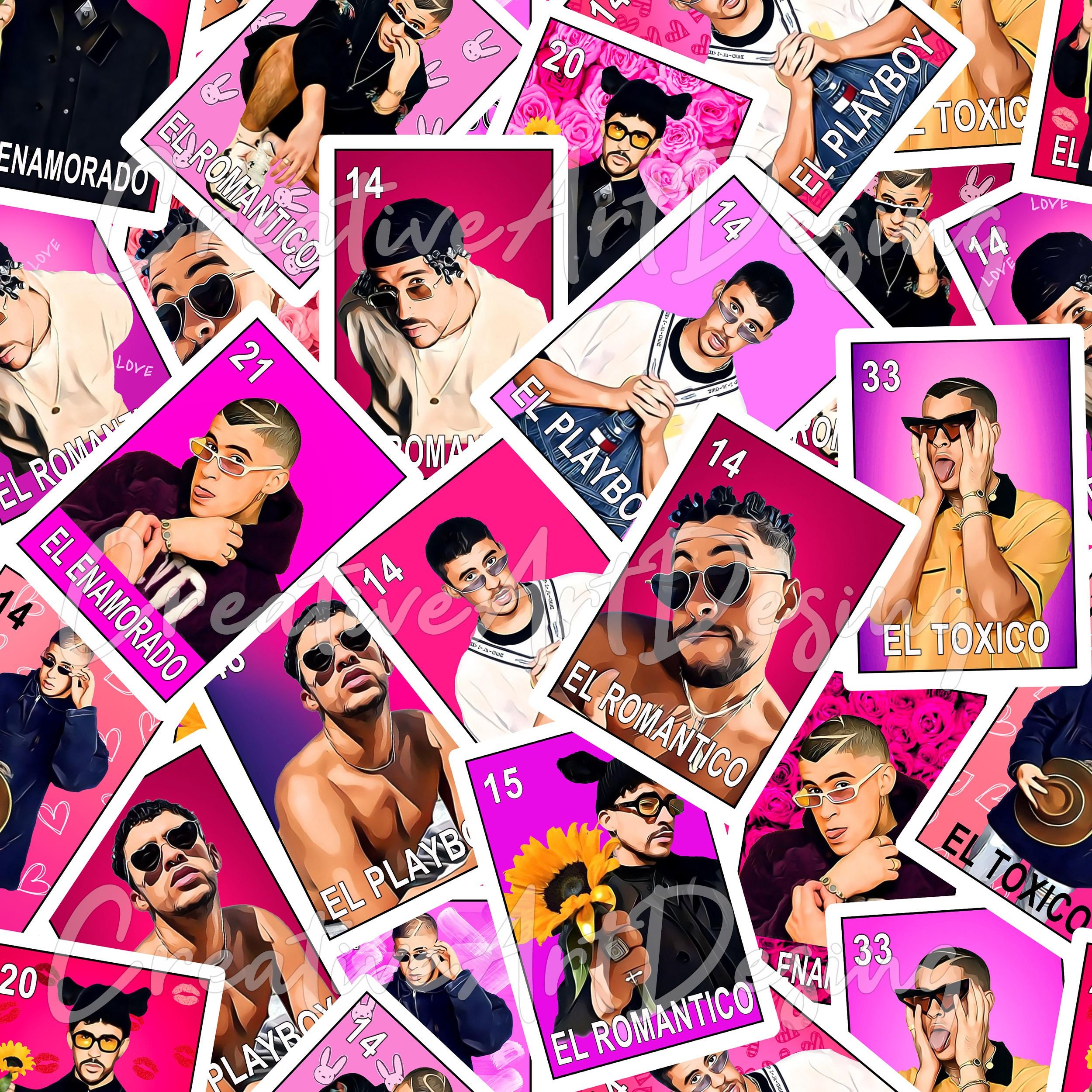 Seamless Bad Bunny L Loteria Card PNG L Seamless Bad Bunny Pattern L ...