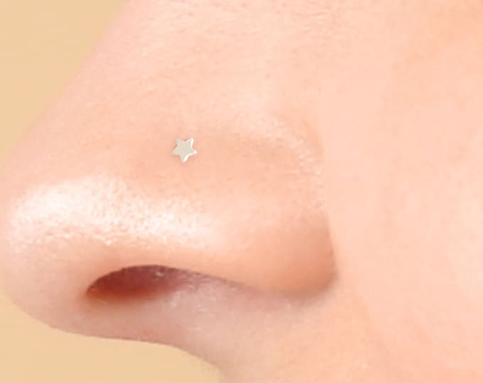 Tiny Nose Stud Sterling Silver CZ Nose Stud Mini Micro Nose Stud 1.5mm Diamond Nose Piercing 22g ...
