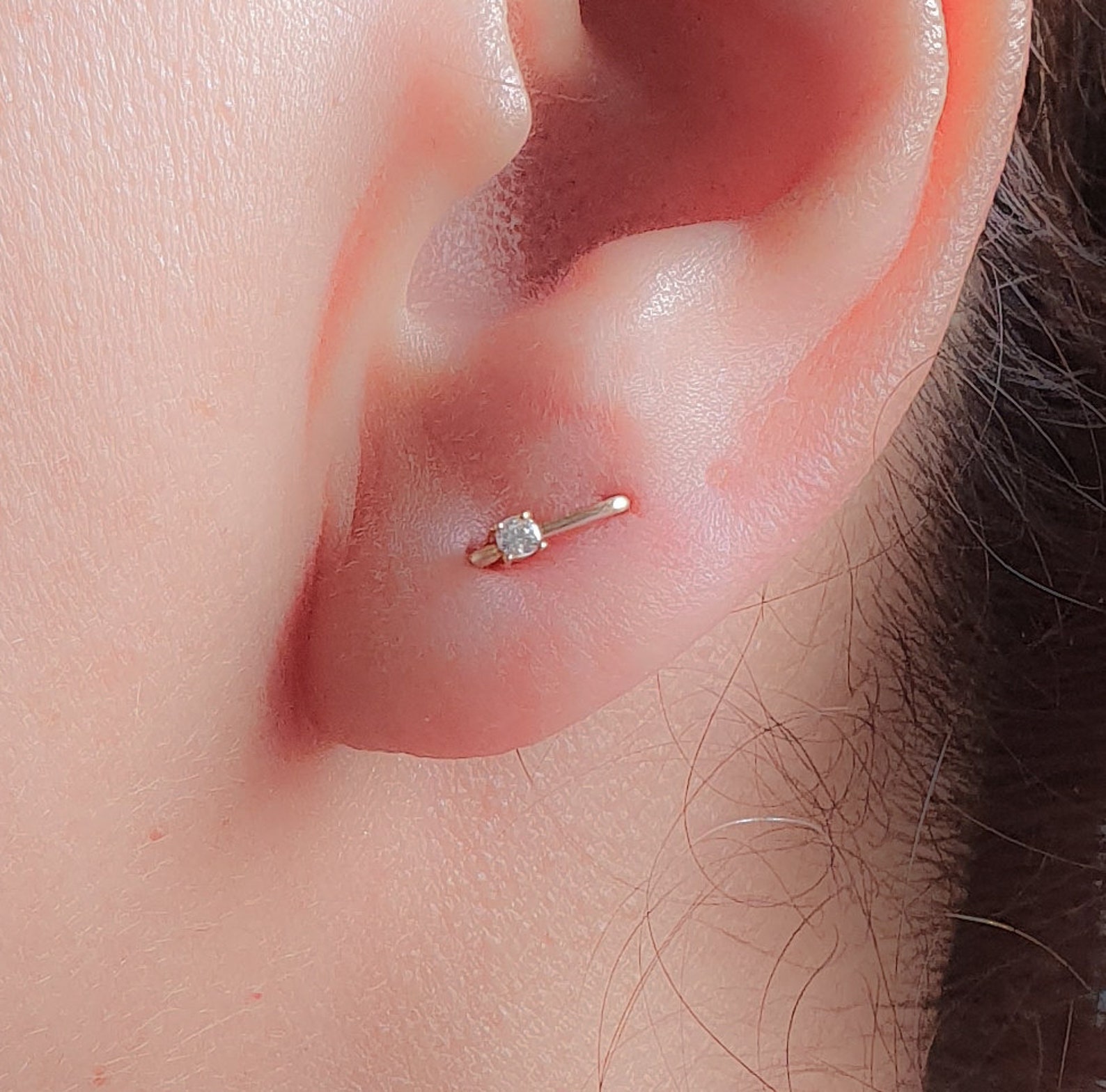 Double Piercing Earring -double Post Earring Diamond-two Hole Earring ...