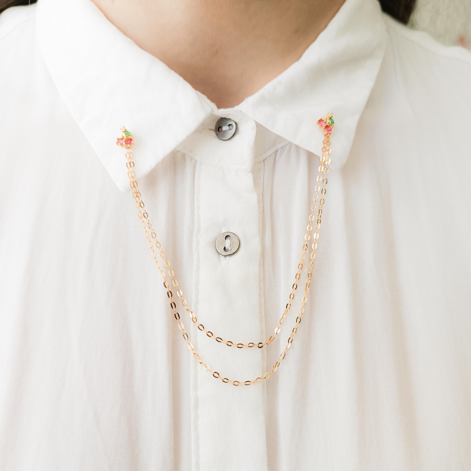 Fruit Collar Pin Chain- Strawberry, Grape, Apple, Raspberry, Double ...